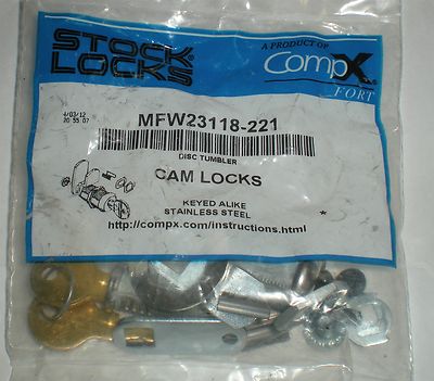 LOCK CYLINDER STOCK LOCKS COMP X MFW23118-221 DISC TUMBLER CAM ...