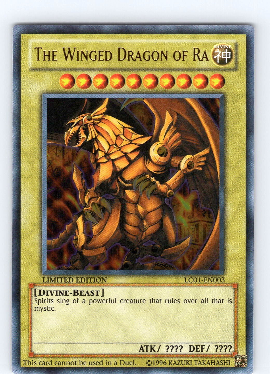 Yu-Gi-Oh The Winged Dragon Of Ra LC01-EN003 Limited Edition Ultra Rare ...