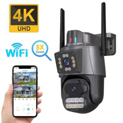 8MP PTZ WiFi Dual Screen Color Night Vision Outdoor 4MP HD Security ...