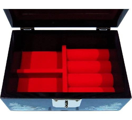 Handmade Mother of Pearl Lacquered Jewelry Box Ring Tray Cranes Blue | eBay