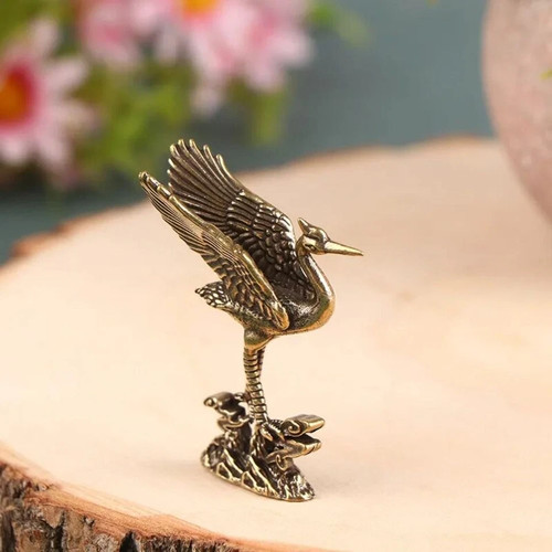 Pure Brass Crane Figurines Copperware Brass Miniatures Office Gift ...