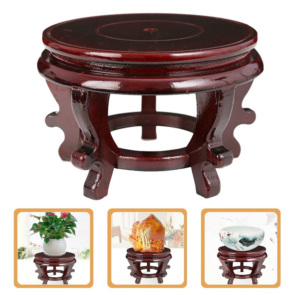 Wood Display Riser Flower Vase Base Asian Style Chinese Pot Stand ...