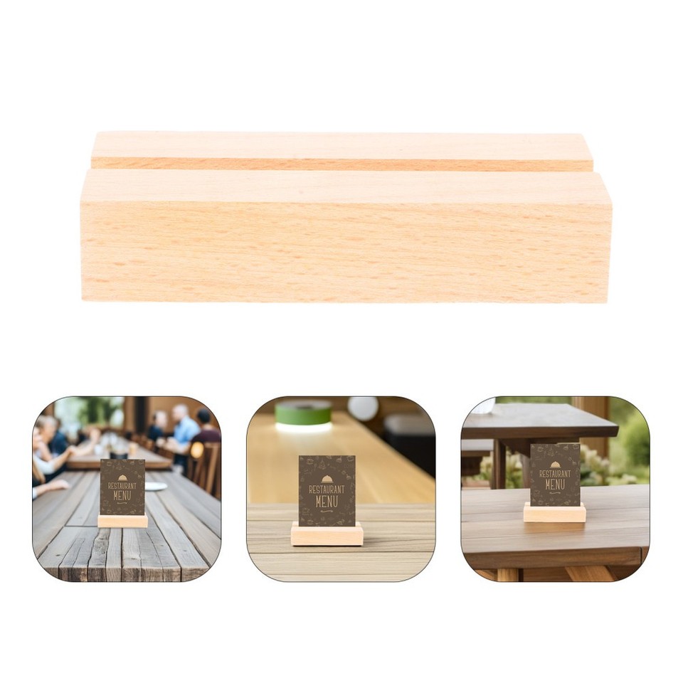 3pcs Wooden Base Table Sign Holder With 8 mm Slot For Calendar Menu ...