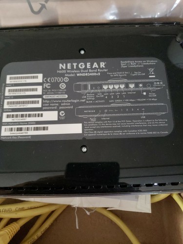 Netgear WNDR3400v2 (N600 Wireless Dual Band N Router) with Power Cord ...