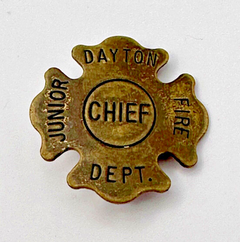 Dayton Ohio Junior Fire Chief Badge Pin Fire Department Antique Vintage ...