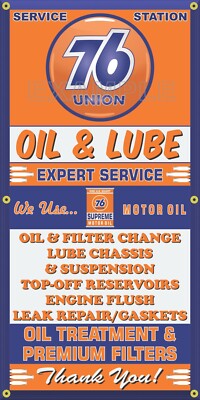 UNION 76 LUBE OIL CHANGE GAS SERVICE STATION OLD SIGN REMAKE BANNER ...