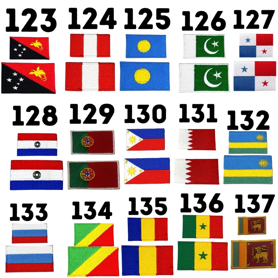 National Country Different Sizes Flag Iron On Patch Embroidered Sew On ...