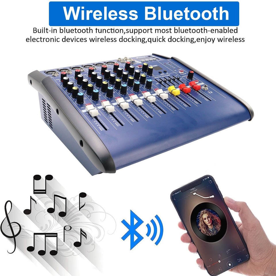 1000W 6 Channel Professional Powered Mixer Power Mixing Amplifier Amp ...