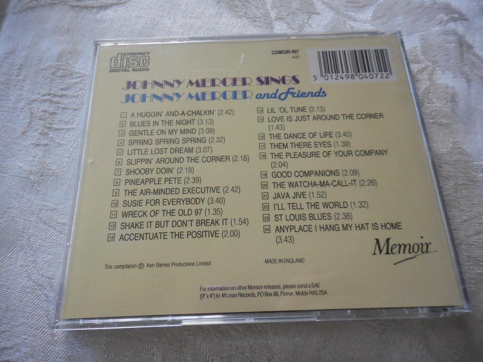 Johnny Mercer Sings Johnny Mercer & Friends CD LIKE NEW 1991 Memoir ...