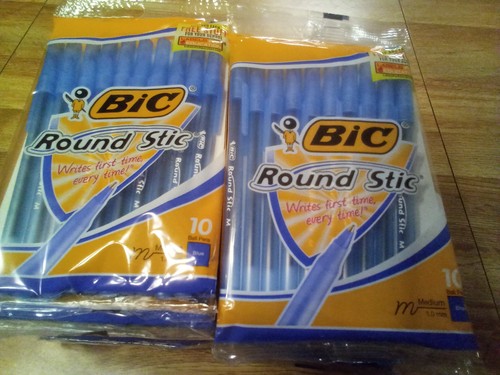 22 Packs BIC Round Stic Ballpoint Pens Medium 1.0 mm Blue Ink NEW | eBay