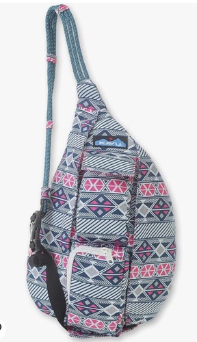 KAVU Mini Rope Sling Bag Crossbody Backpack Gem Inlay Blue Pink White ...