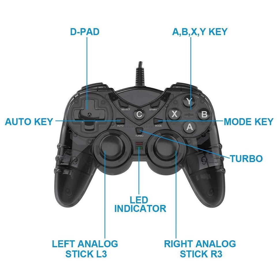 1pc Dual Vibration Game Controller for PS3 PC Windows 7/8/8.1/10 ...