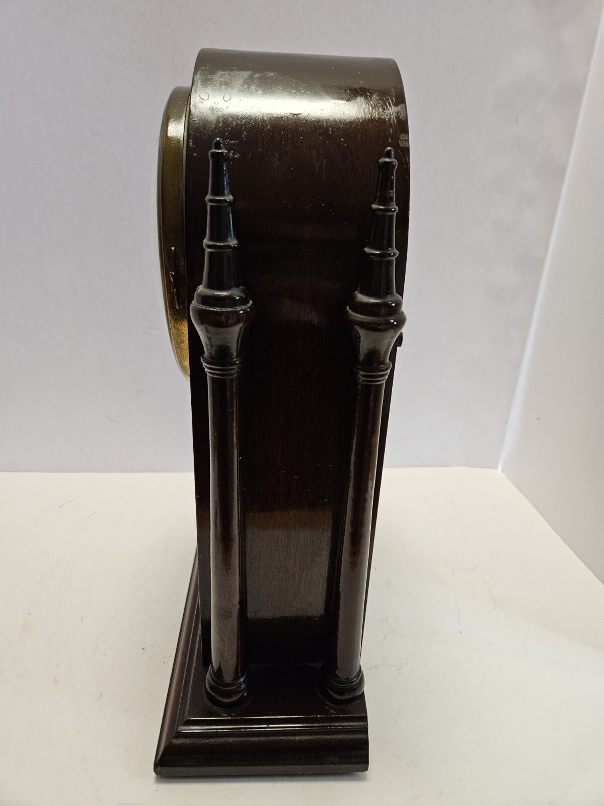 Antique Working 1949 INGRAHAM Gothic Cathedral Art Deco Mahogany Mantel ...