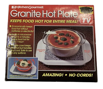 Kitchen Gourmet Granite Hot Plate Microwavable Stone Cordless Keeps ...