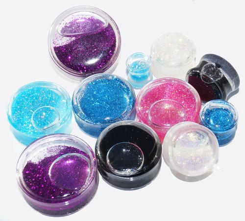 SNOW GLOBE PLUGS LIQUID GLITTER SPARKLE EAR STRETCHERS TUNNELS ...