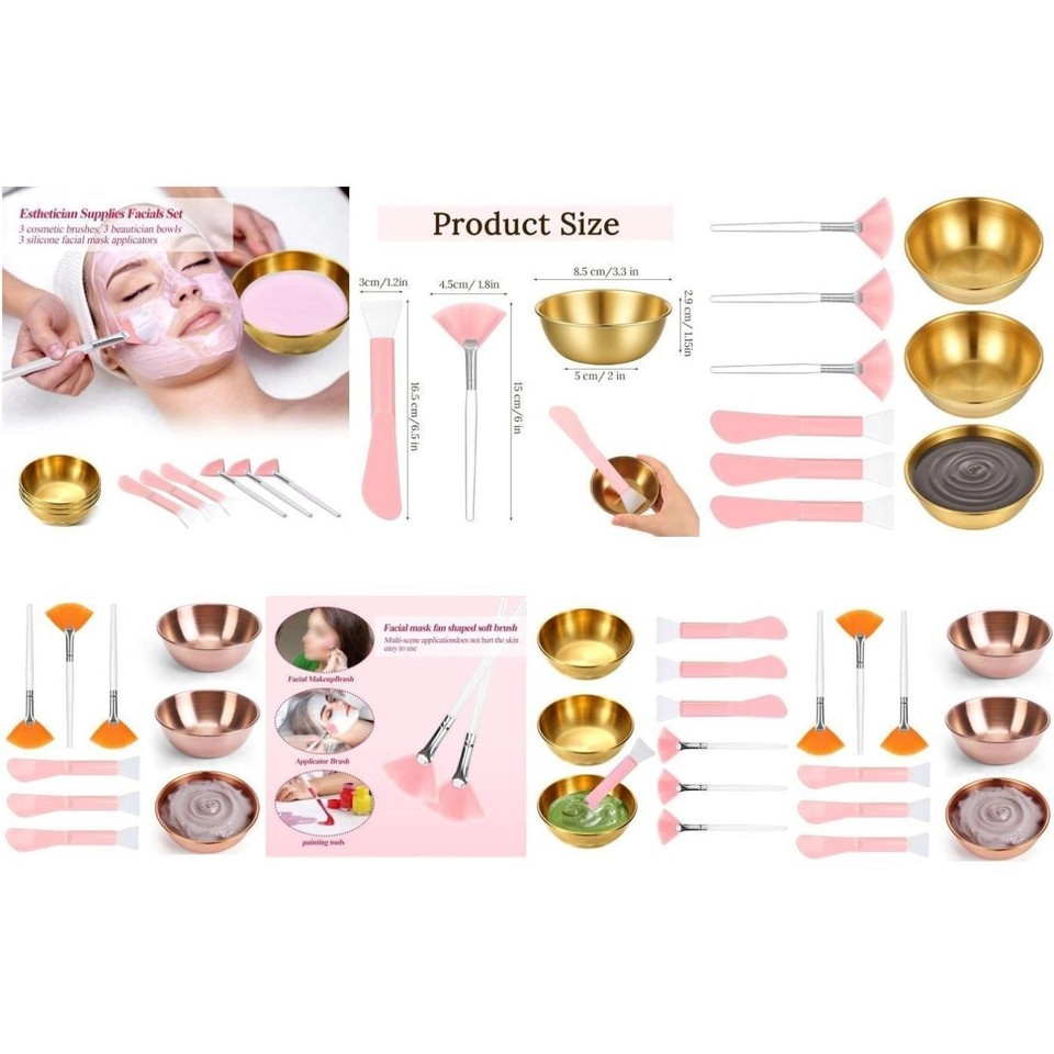 Professional For Spa Tool Kit 9pcs Stainless Steel Bowls and Silicone ...
