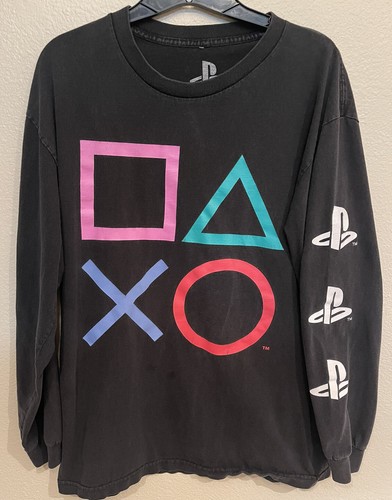 Playstation Logo Graphic Licensed Long Sleeve T-Shirt Sz Med Men OG Ps2 ...