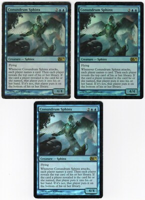 Conundrum Sphinx x3 3x M11 Core Set 2011 FOIL Blue Rare Creature MTG LP ...