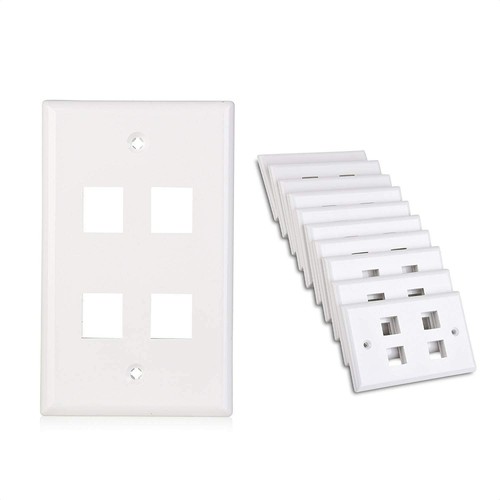 Cable Matters 4 Port Keystone Jack RJ45 Network Face Plate Wall Plate ...