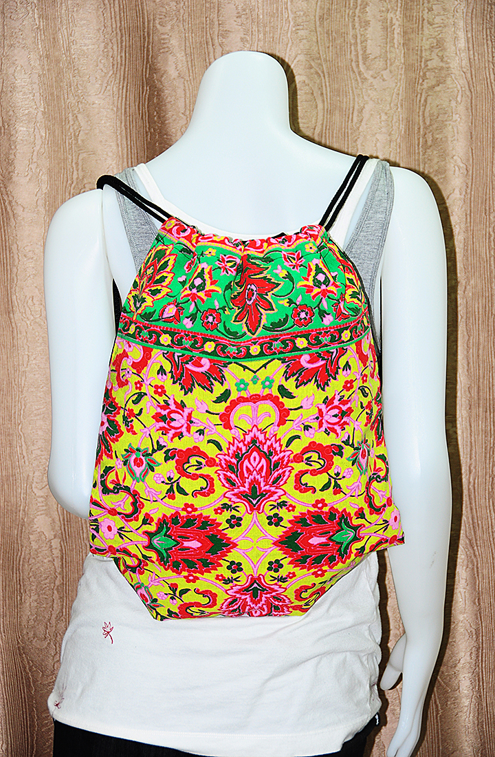 SALE Thai Hippie Backpack Purse String Bag Handmade Flower Print Twin ...