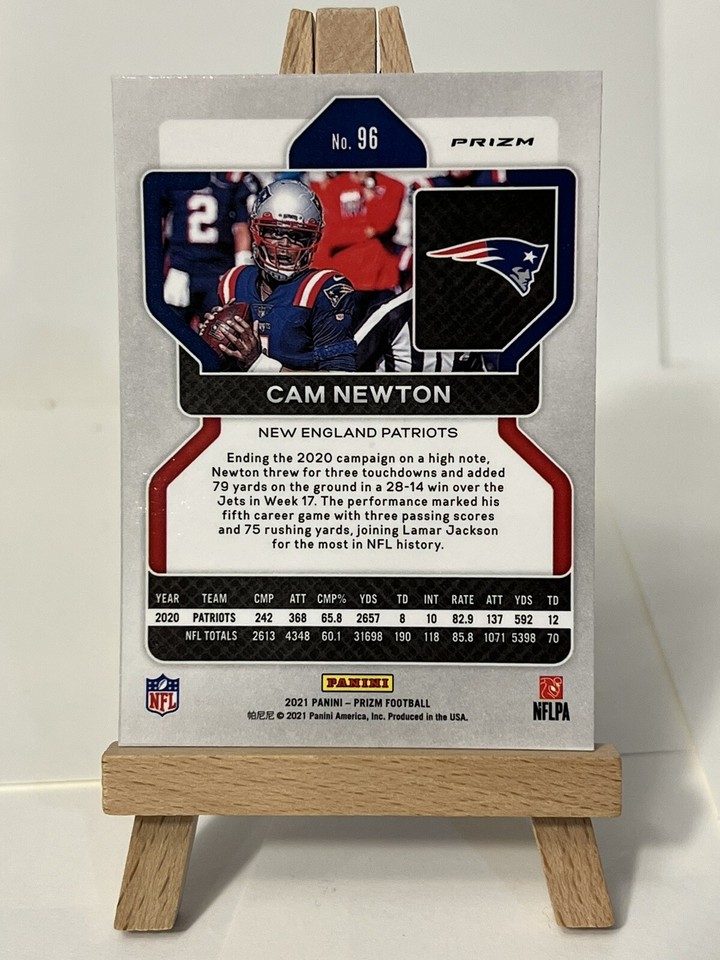 2021 Panini Prizm Football Cam Newton Silver Holo Prizm #96 Patriots🔥 ...