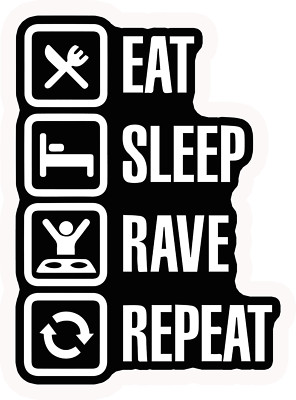 2 x Eat Sleep Rave Repeat Techno Hardcore - Novelty Car Funny Sticker ...