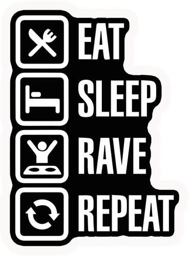 2 x Eat Sleep Rave Repeat Techno Hardcore - Novelty Car Funny Sticker ...