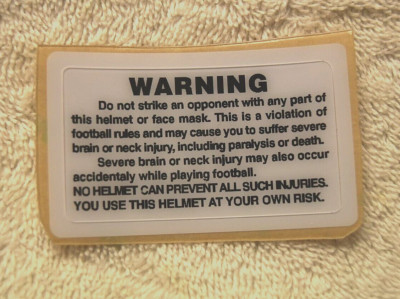 VINTAGE STYLE FOOTBALL HELMET WARNING STICKER - BEFORE Concussion ...