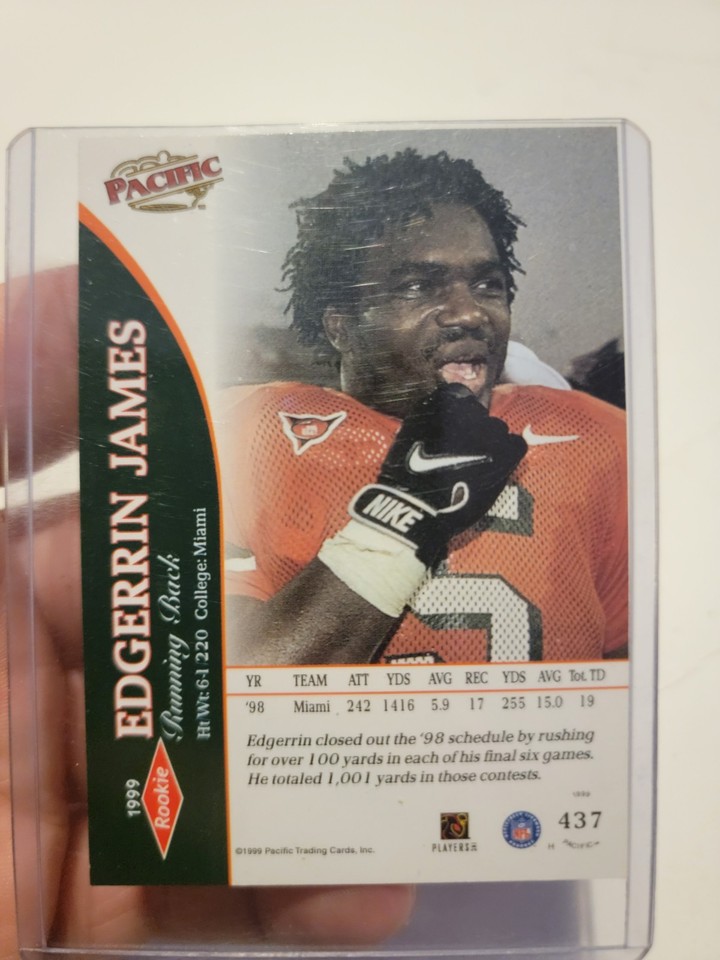 1999 Pacific #437 Edgerrin James Rookie RC Indianapolis Colts HOF Miami ...