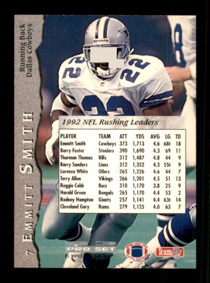 1993 Pro Set #7 Emmitt Smith NM/NM+ Cowboys LL 507205 | eBay