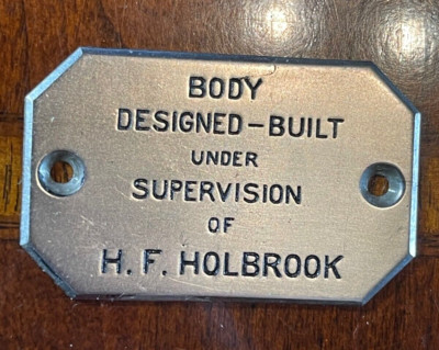 Original Vintage H. F. Holbrook Car Body Designer & Builder Emblem ...