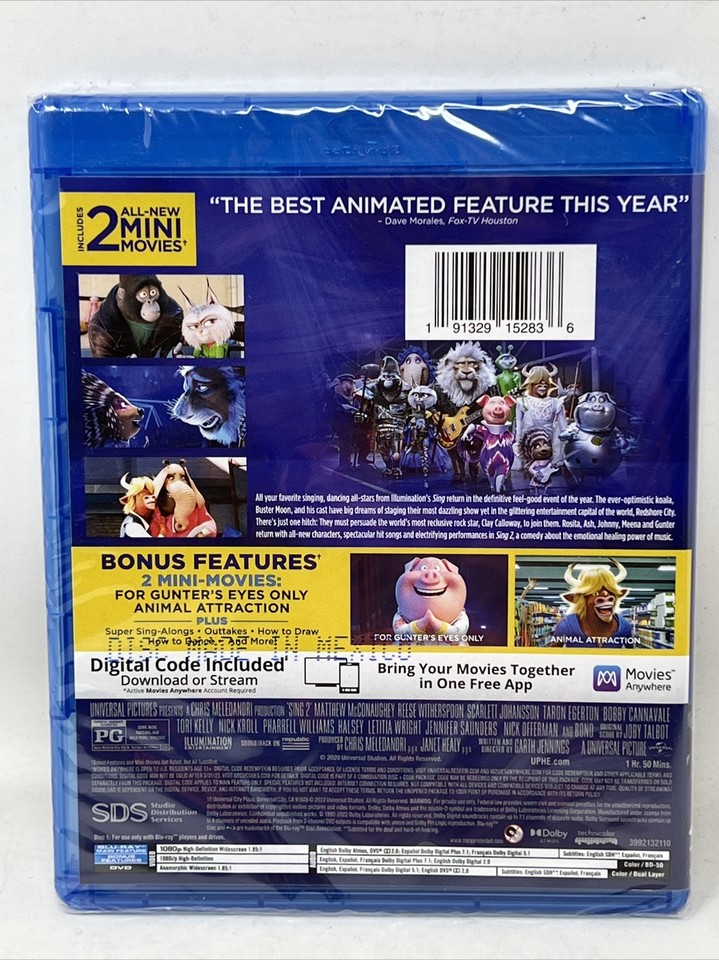 Sing 2 - Collector’s Edition (Blu-ray, DVD, Digital Code, 2021) NEW ...