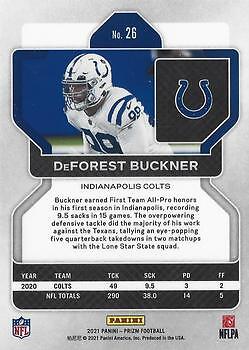 2021 Panini Prizm DeForest Buckner #26 Indianapolis Colts | eBay
