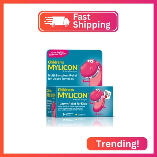 MYLICON Children's Tummy Relief for Kids, 24 Cherry Flavored Chewable ...