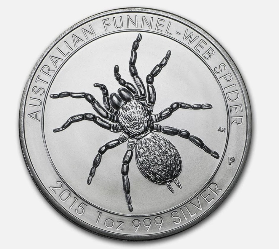 2015 Australia 1 oz Silver Funnel-Web Spider BU .999 Fine Silver Perth ...