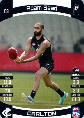 2021 CARLTON BLUES AFL Card ADAM SAAD Teamcoach | eBay Australia