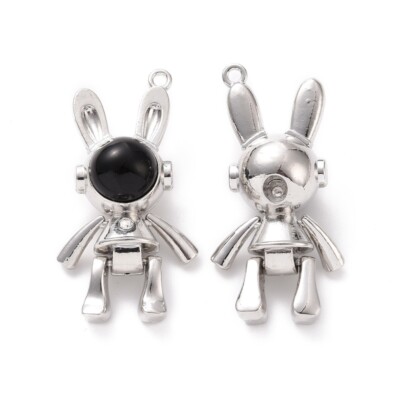 20pcs Platinum Rabbit Charms Robot Style Alloy Pendant accessory 4.7cm ...