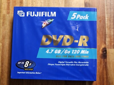 Sealed FujiFilm DVD-R 5 Pack 4.7 GB/Go 120 Min Disc For Data & Video | eBay