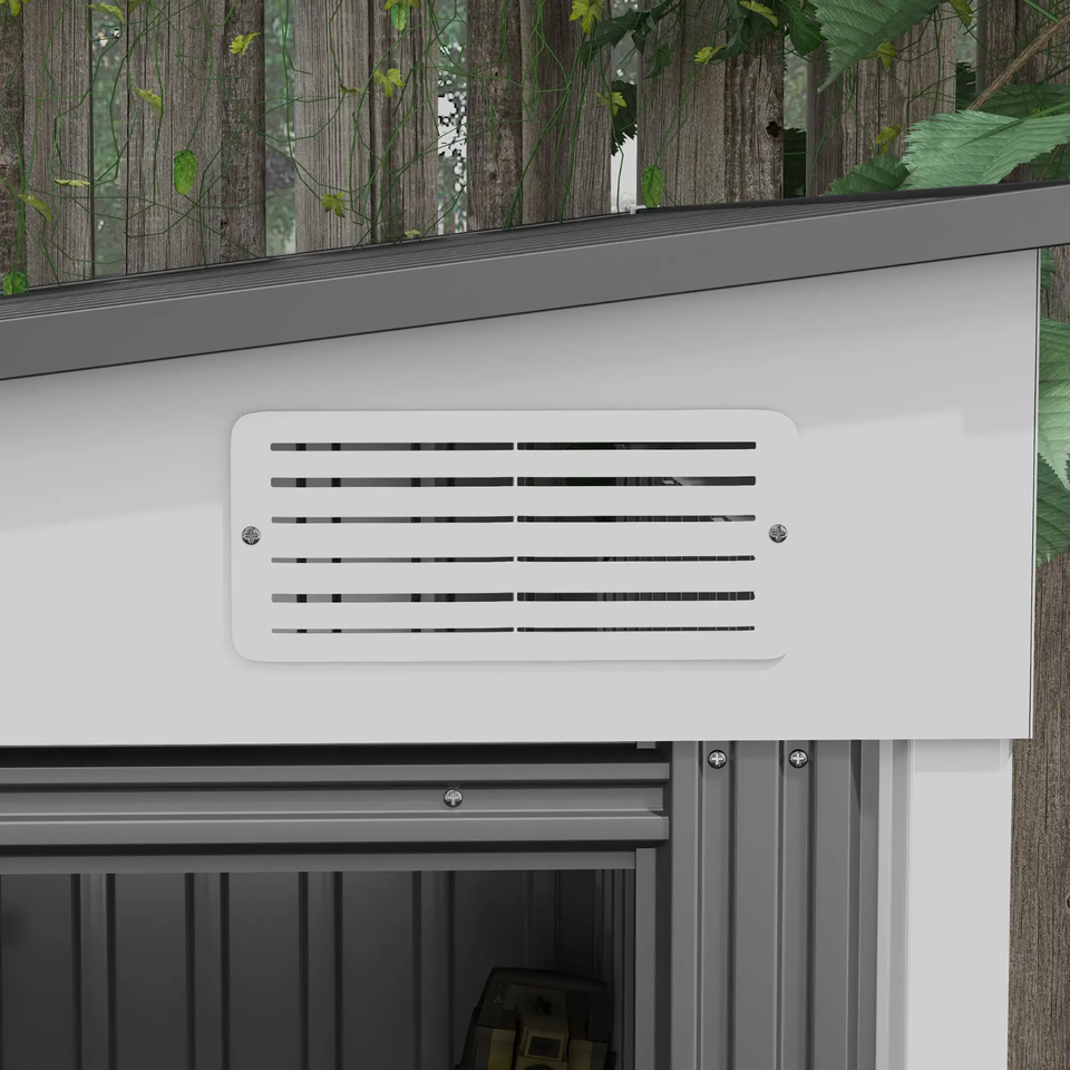 7 x 5FT Lean to Metal Garden Shed with Foundation Sliding Door Tool ...