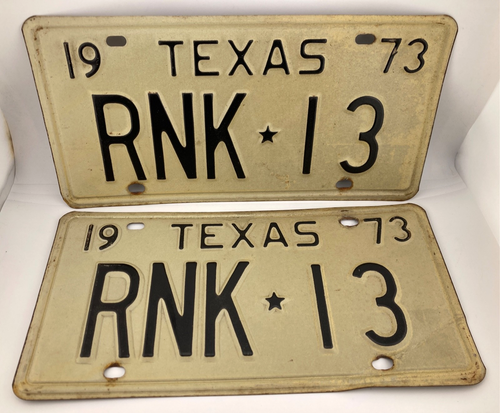 Vintage PAIR of 1973 Texas License Plates - RNK*13 | eBay
