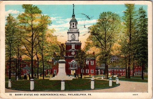 Barry Statue and Independence Hall, Philadelphia PA Vintage Postcard | eBay