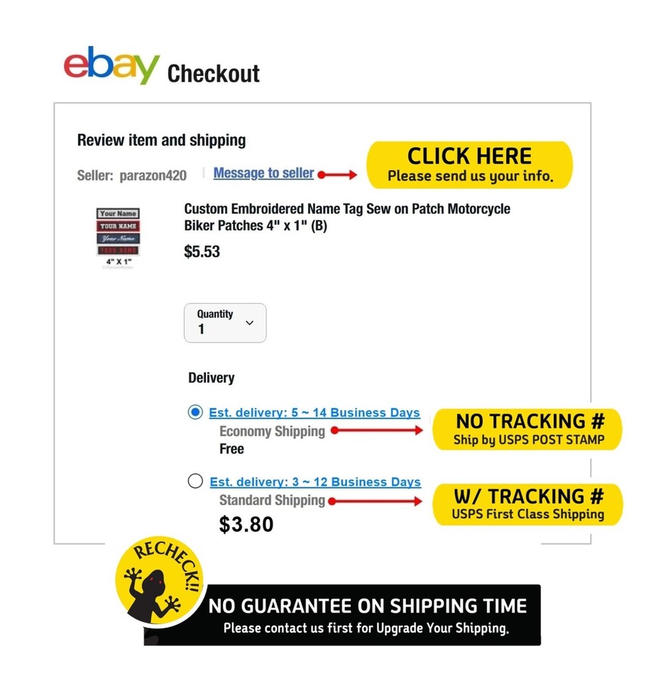 2 PC - Custom Embroidered Top And Bottom Ribbon Rocker Sew on Patch ...