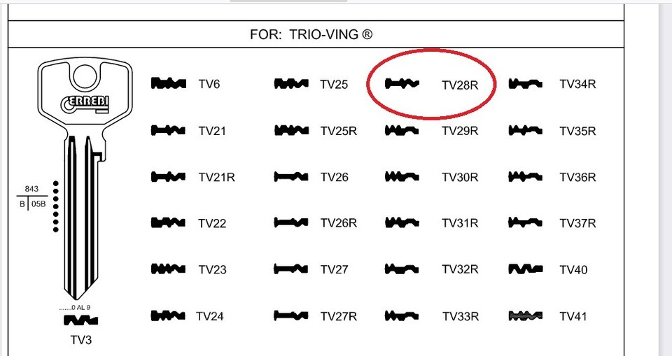 5 pcs of Errebi TV-28R TRIO-VING VING-CARD Key Blanks For EV-5248 Lock ...