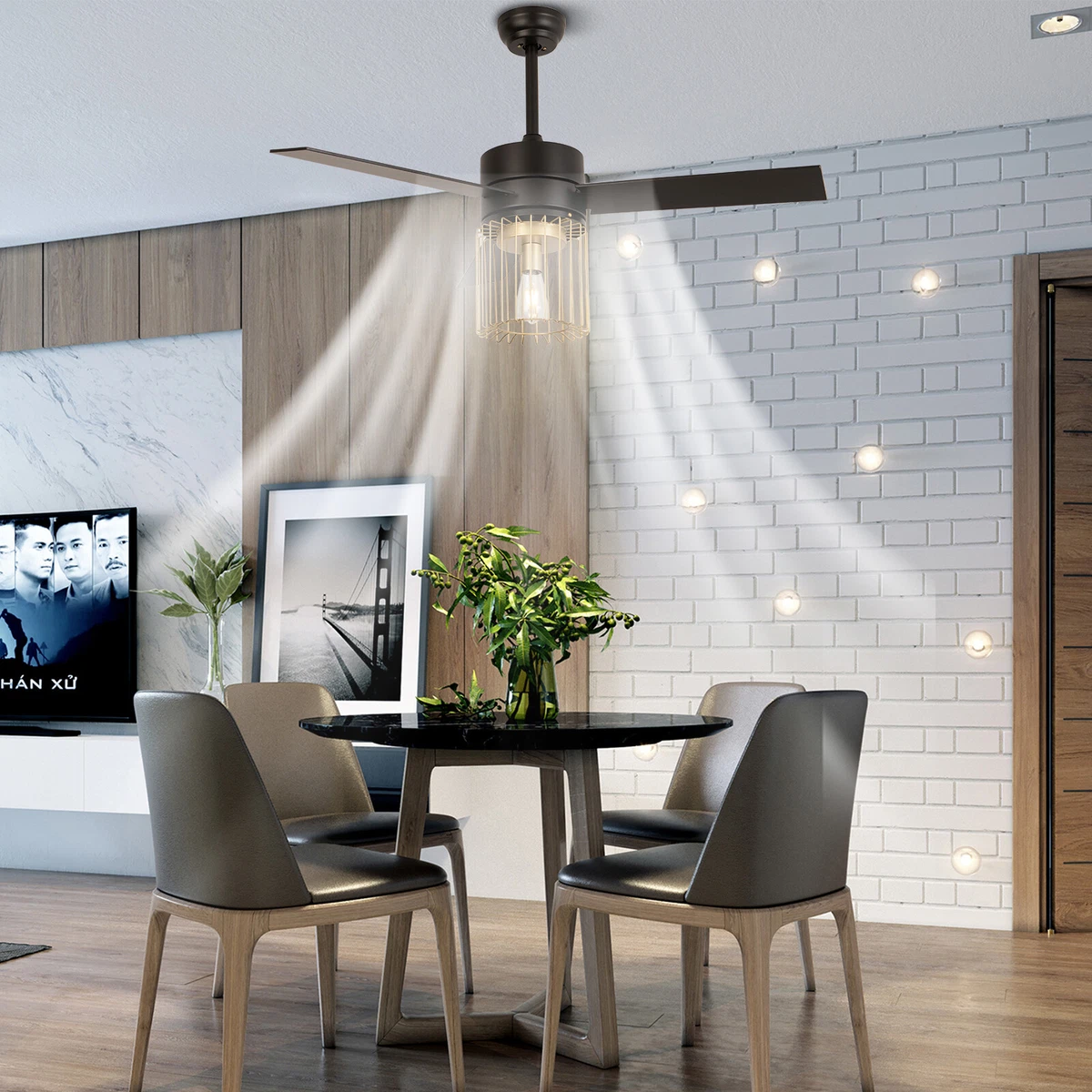 Ceiling Fan With Edison Light Bulbs | Shelly Lighting