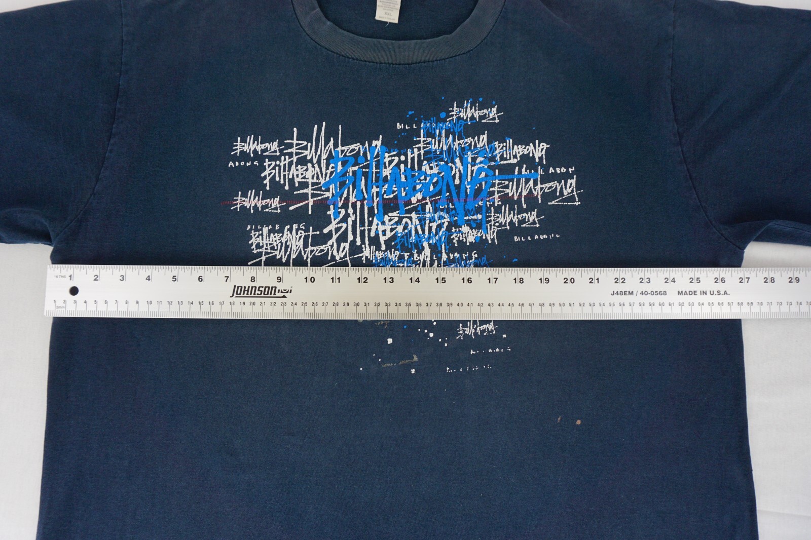 Y2K Billabong graffiti tags navy blue shirt tagged 2X… - Gem