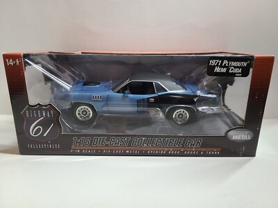 1971 PLYMOUTH CUDA BLUE/BLACK BILLBOARDS LE 1/600 HIGHWAY 61 50686 1:18 ...