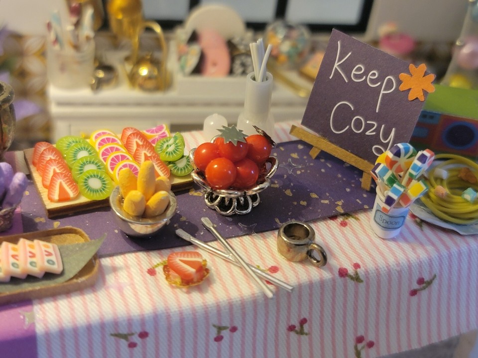 Dollhouse Party Room - Completed Miniature Art - Bookend - Handmade | eBay