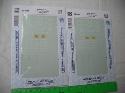 Lot of 2 MicroScale 87-189 Decals, Nickel Plate Road NKP 40 50 Box Cars ...