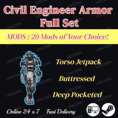 Fallout 76 PC Civil Engineer Armor Full Set/Fully Modded +Jetpack+20x ...