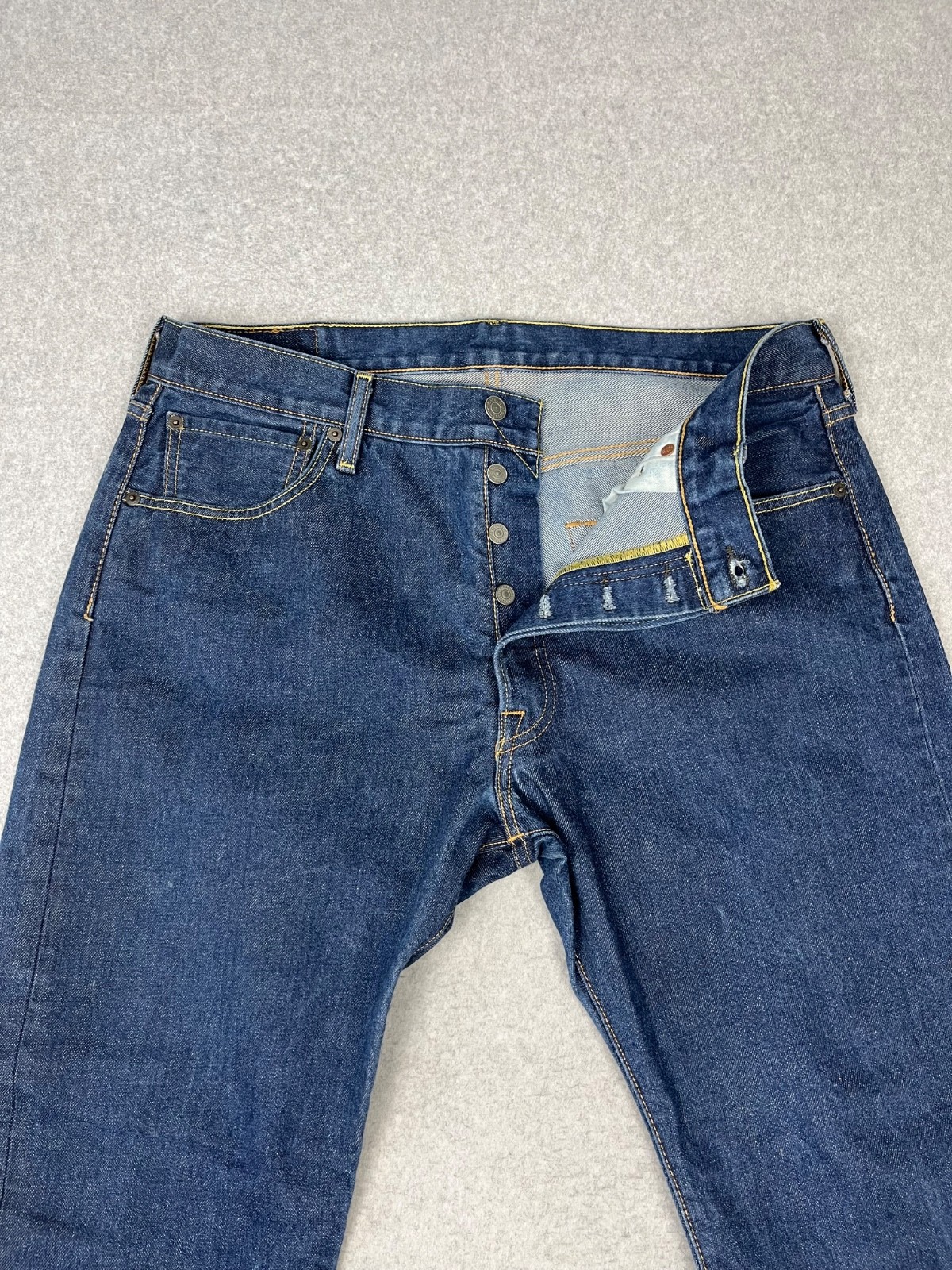 Levis 501 Button Fly Jeans Mens 36x32 Blue Regular Fi… - Gem